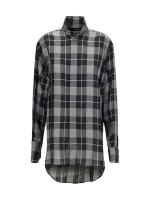 Phoebe Philo Custom Tux Shirt In Ombré Check Viscose