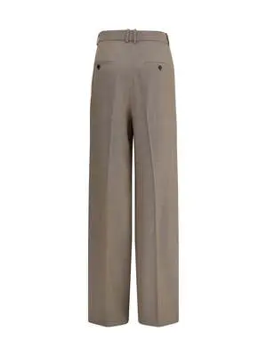 Saint Laurent Wide Leg Wool Pleated Pants