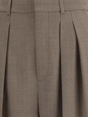 Saint Laurent Wide Leg Wool Pleated Pants