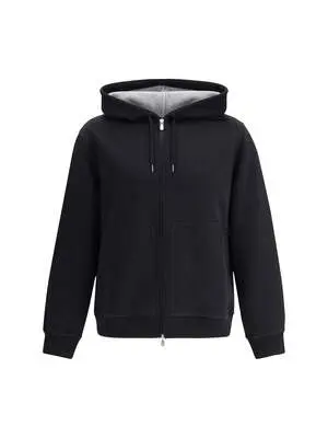 Brunello Cucinelli Full Zip Hoodie With Drawstring Hood - Black