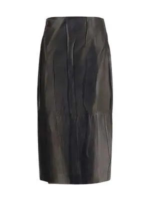 ERMANO SCERVINO Ermanno Scervino Midi Leather Skirt - Black