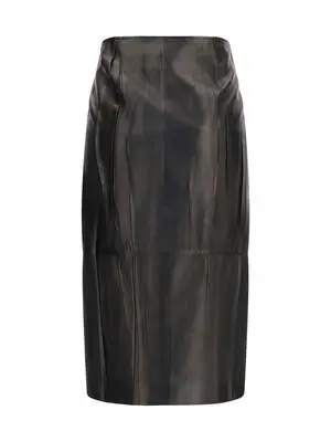 ERMANO SCERVINO Ermanno Scervino Midi Leather Skirt With Crinkled Details