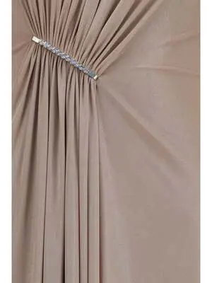 NISSA Long Chiffon Dress With Crystal Embellishment