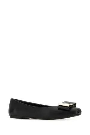 FERRAGAMO Nappa Leather Lina Ballerinas - Black
