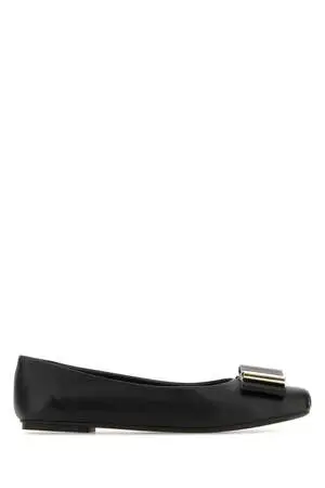 FERRAGAMO Nappa Leather Lina Ballerinas - Black