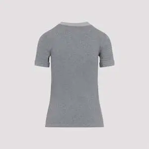 Peserico Ribbed Crewneck T-shirt With Short Sleeves - Gray