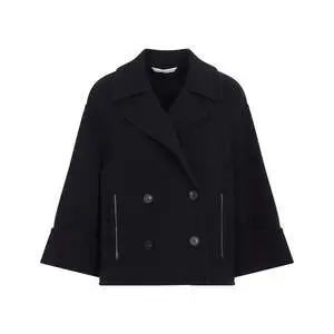 Peserico Wool Blend Shortcoat With Notched Lapels - Blue