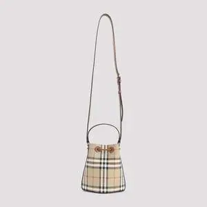Burberry Check Drawstring Bucket Bag - Brown