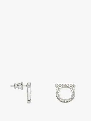 FERRAGAMO Gancini Crystal Brass Earrings