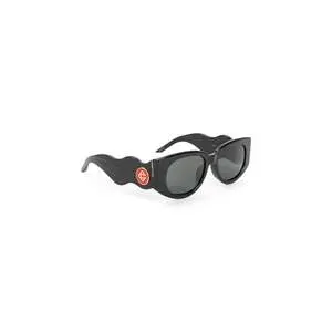 Casablanca Metal Oval Wave Acetate Sunglasses - Black