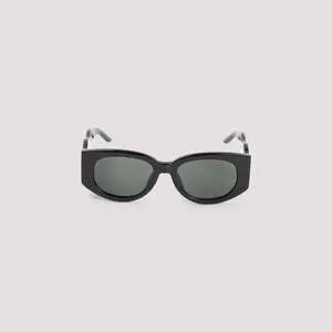 Casablanca Metal Oval Wave Acetate Sunglasses - Black