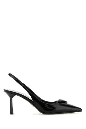 Prada Leather Slingback Pumps With A 7.5 Cm Heel - Black