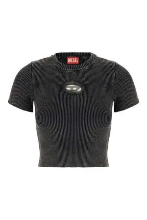 DIESEL® Ribbed Crop Top With Emblem - Multicolor