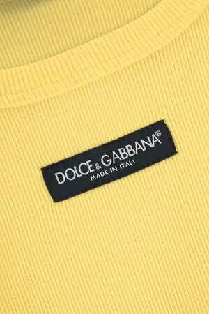 Dolce & Gabbana Ribbed Tank Top With Logo Detail - Multicolor