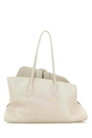 Attico Ivory Leather Medium La Passeggiata Shoulder Bag - White