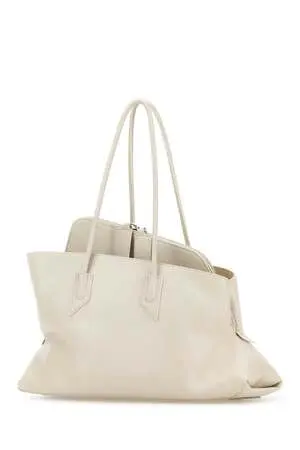 Attico Ivory Leather Medium La Passeggiata Shoulder Bag - White