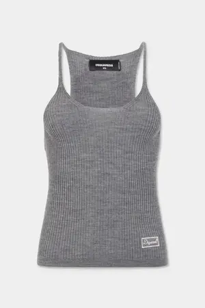 Dsquared2 Ribbed Knit Racerback Tank Top - Grey