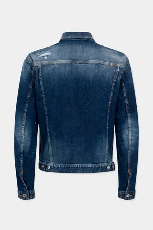 Dsquared2 Distressed Denim Trucker Jacket With Paint Splatter