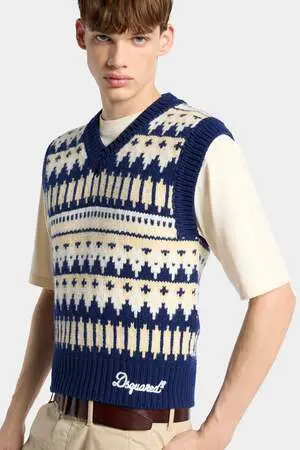Dsquared2 Hybrid Jacquard Knit Vest - Black