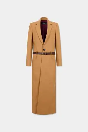 Dsquared2 Virgin Wool Felt Belted Coat - Black