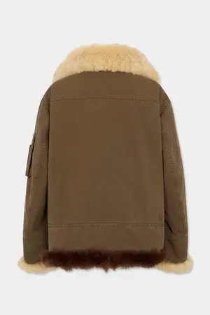 Dsquared2 Utility Military Jacket With Faux Fur Trim