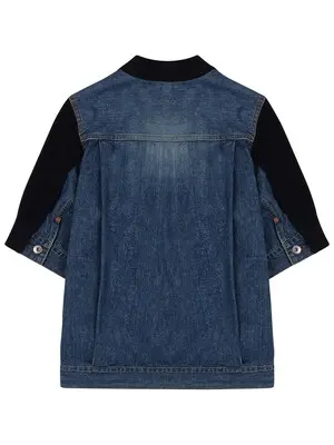 Sacai Cardigan In Denim And Knit