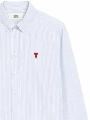 AMI Paris Striped Shirt With Logo Detail