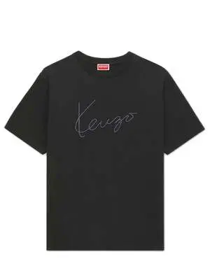 Kenzo Crew Neck Short Sleeve T-shirt With Embroidered Logo - Nero