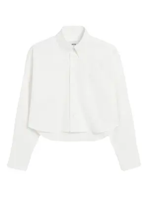 AMI Paris Cotton De Coeur Cropped Oversized Shirt - White
