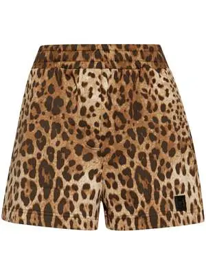 Dolce & Gabbana Dolce & Gabbana Leopard Print Cotton Mini Shorts Marrone