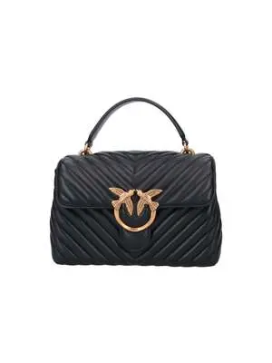 Pinko Genuine Leather Shoulder Bag - Black
