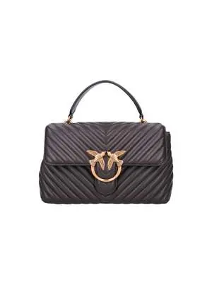 Pinko Genuine Leather Shoulder Bag With Cotton Lining - Brown
