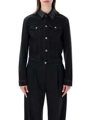 Bottega Veneta Cotton Denim Jacket With Leather Collar