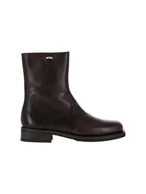 Our Legacy Deep Olive Leather Boots - Green
