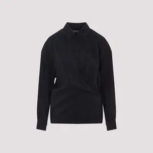 LEMAIRE Straight Collar Twisted Shirt In Dry Silk - Black