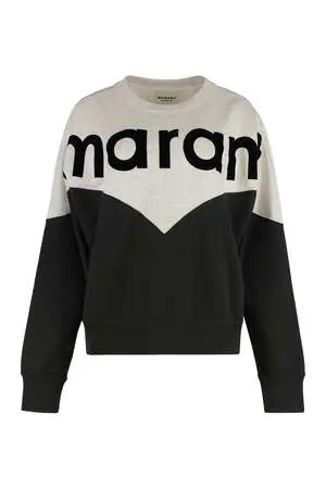 MARANT ETOILE Logo Intarsia Velvet Crewneck Sweatshirt