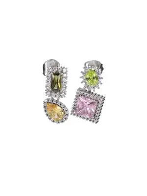 MAISON MARGIELA Embellished Zirconia Brass Earrings - Silver