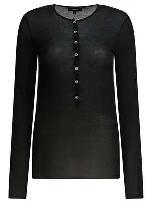 Soeur Classic Cotton T-shirt With Button Detail - Black