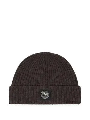 Stone Island Ribbed Virgin Wool Beanie - Verde