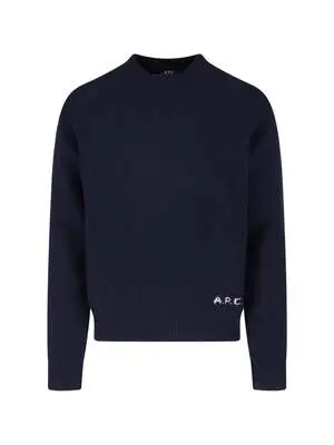 A.p.c. 100% Wool Crewneck Sweater - Blue