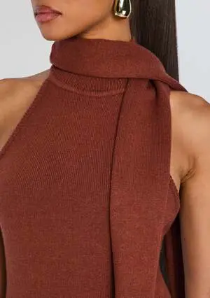 SEROYA Austyn Knit Top With Attached Scarf