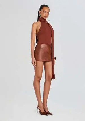 SEROYA Austyn Knit Top With Attached Scarf