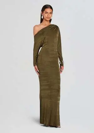 SEROYA Enza One-shoulder Draped Maxi Dress