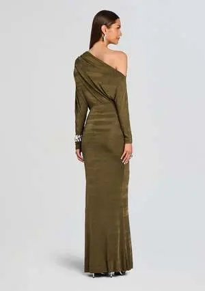 SEROYA Enza One-shoulder Draped Maxi Dress
