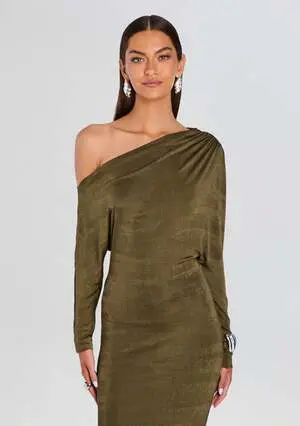 SEROYA Enza One-shoulder Draped Maxi Dress
