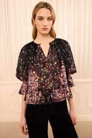 Ulla Johnson Elise Silk Jacquard Blouse - Eclipse