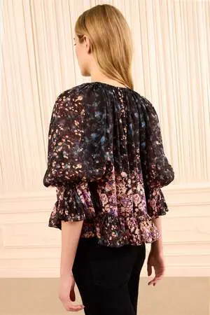 Ulla Johnson Elise Silk Jacquard Blouse - Eclipse
