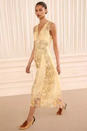 Ulla Johnson Sylvie Sleeveless Silk Jacquard Midi Dress - Forsythia
