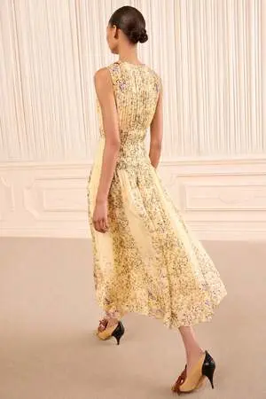 Ulla Johnson Sylvie Sleeveless Silk Jacquard Midi Dress - Forsythia
