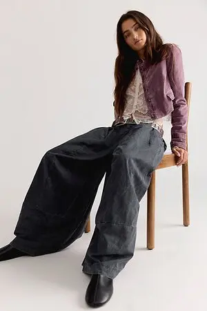 Free People High-rise Wide-leg Trousers - Black